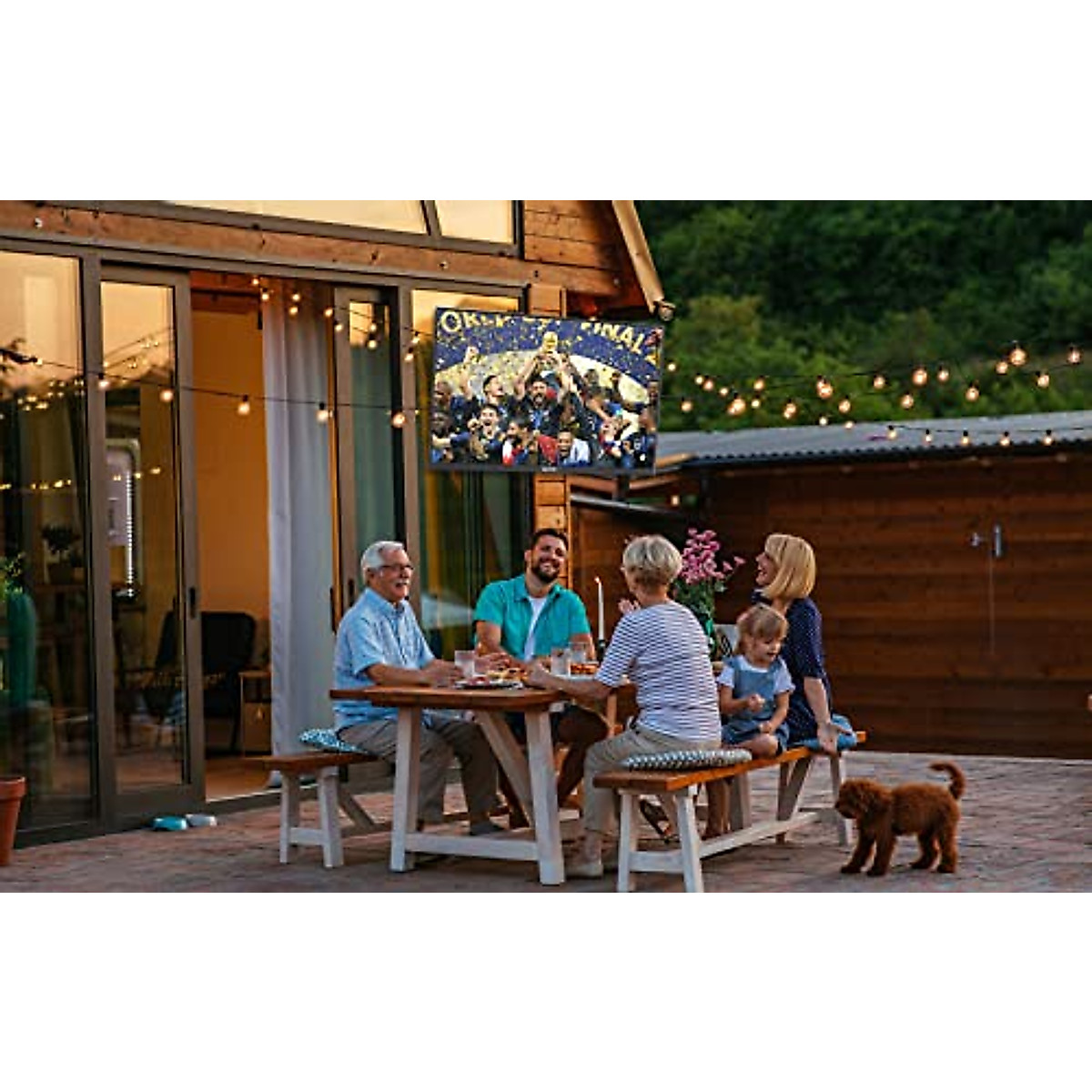 SYLVOX 55 inch Outdoor TV with TV Mount, 2000 nits Full Sun Outdoor TV, Auto Brightness, IP55 Waterproof, Built-in Apps, Support Bluetooth & 2.4G WiFi (Pool Series)