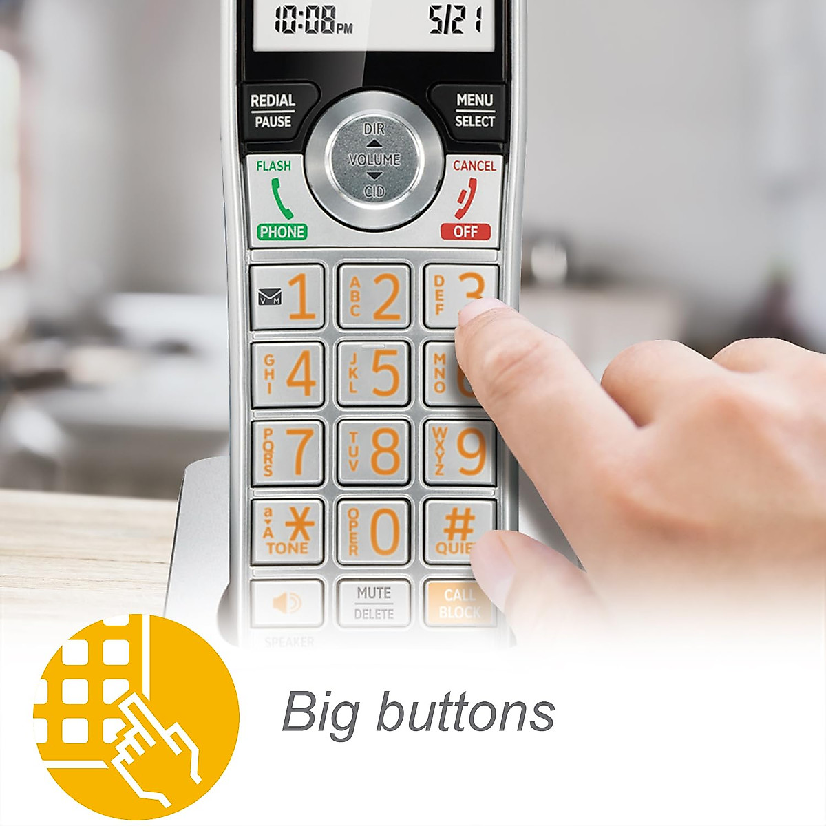 AT&T CL83507 DECT 6.0 5-Handset Cordless Phone for Home with Dual Keypad Base, Answering Machine, Call Blocking, Caller ID Announcer, Intercom and Long Range, Silver/Black