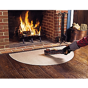 Plow & Hearth 27"x48" Half Round Fireproof Hearth Rug | Charcoal | 2 Layer Fiberglass Fireplace Mat | Protect Hardwood & Carpet from Sparks & Embers