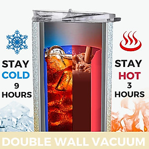 Onebttl 65 & Fabulous 20 Oz Insulated Stainless Steel Wine Tumbler, 65th Birthday Gifts Party Supplies Decorations for Women Funny Tumbler Gifts Idea for Friends Her Wife Mom Coworkers, Glitter Gold