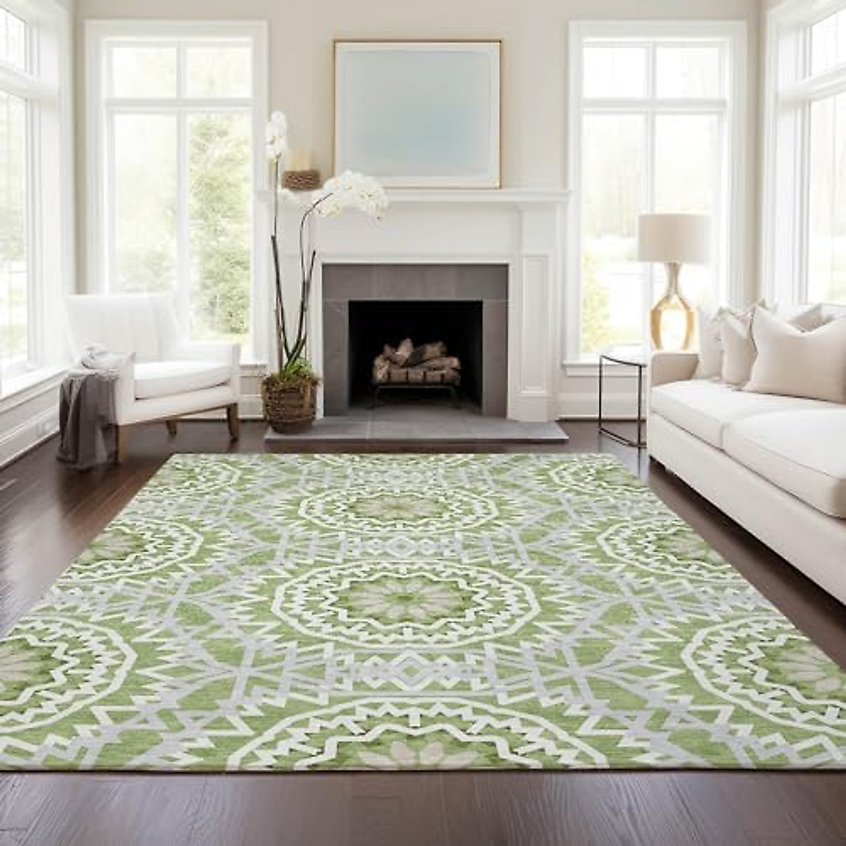 Addison Rugs Chantille ACN619 Green 9' x 12' Indoor Outdoor Area Rug, Easy Clean, Machine Washable, Non Shedding, Bedroom, Living Room, Dining Room, Kitchen, Patio Rug