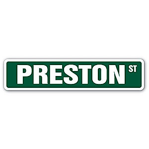 Cortan360 Preston Street Sign Childrens Name Room Sign| Indoor/Outdoor | 8" Wide Sticker Decal