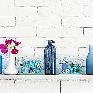 2 Pcs Beach Sign Ocean Sea Animal Party Decor Beach is My Happy Place Plaque Sign Wooden Table Decorations for Coastal Theme Interior Beach House Home Beach Bathroom Decor, 7.87 x 4.72 Inch