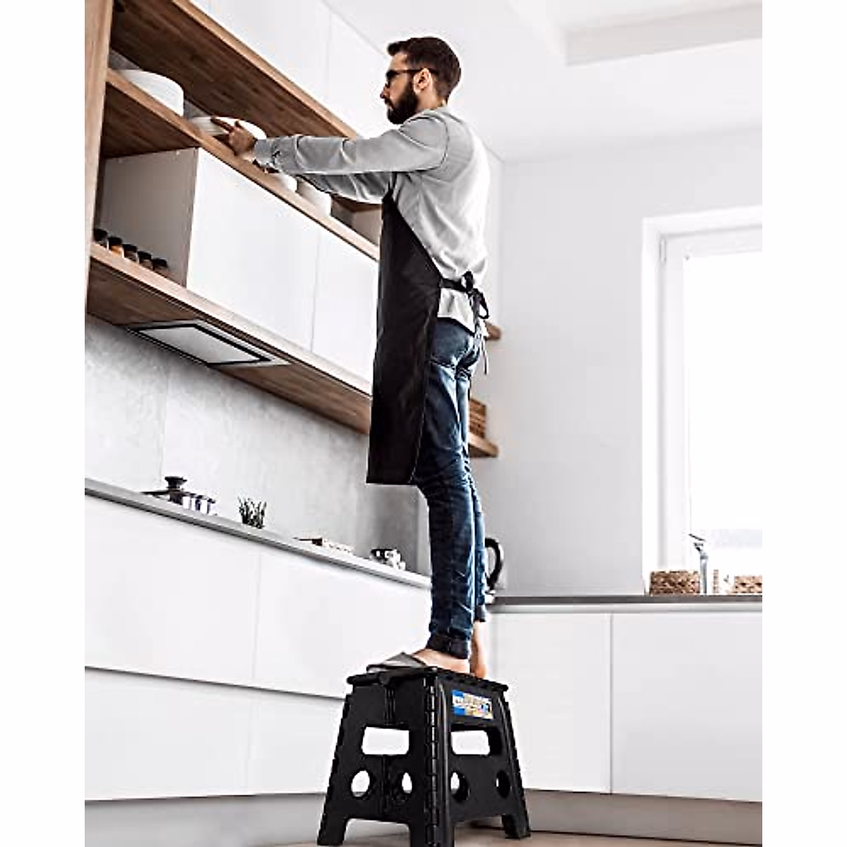 ACKO Folding Step Stool 13 inch Heavy Duty Plastic Foldable Step Stool for Kids and Adults, Small Collapsible Fold Up Stepping Stool 1 Pack