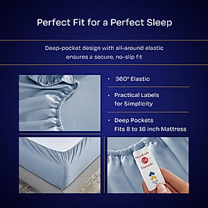 California Design Den 1000 Thread Count Queen Size Sheet Set, Winner Architectural Digest Best Sheet, Luxury 100% Cotton Sateen, Softer Than Egyptian Cotton (Blue)