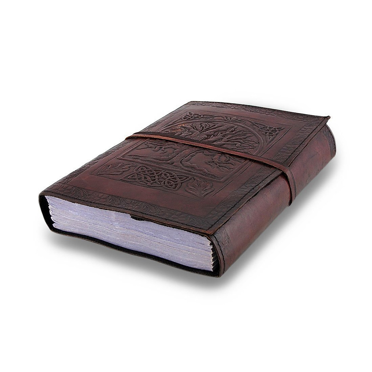 Vintage Large 10 inch Tree of Life Leather Cover Blank Book Spell Book Drawing Sketch Book Christmas Gift for Men & Women