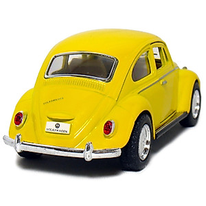 Kinsmart Yellow 1967 Classic Die Cast Volkwagen Beetle Toy with Pull Back Action, unisex
