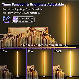 LED Floor Lamp - RGB Corner Floor Lamp with Music Sync, Color Changing Standing Lamp with Remote & App Control, Ambiance Corner Lamp w/ 16 Million Color DIY & Timer for Living Room Bedroom Gaming Room