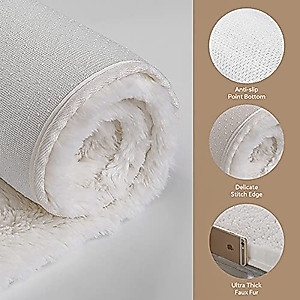 Chloelov Soft Thick Fluffy Faux Fur Area Rug for Living Room 5' x 8', Luxury Plush Shaggy Fuzzy Bedside Rugs for Bedroom Dorm Nursery, No-slip Large Furry Cozy Accent Carpet Mats for Sofa Floor, White