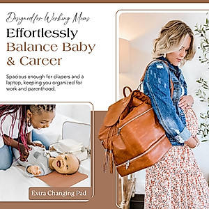 Citi Collective Journey Diaper Bag - Vintage Tan - Convertible Backpack to Shoulder or Crossbody - Waterproof Vegan Leather