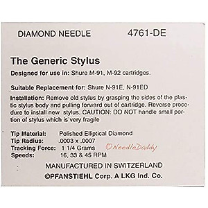 NEW IN BOX Stylus/Needle FITS Shure N91G M91G M91ED N91E
