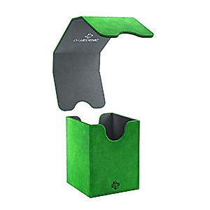 Gamegenic Squire 100+ Convertible Deck Box | Card Storage Box with Removable Cover | Holds 100 Double-Sleeved Cards | Premium Nexofyber Deck Box with Microfiber Inner Lining | Green Color | Made