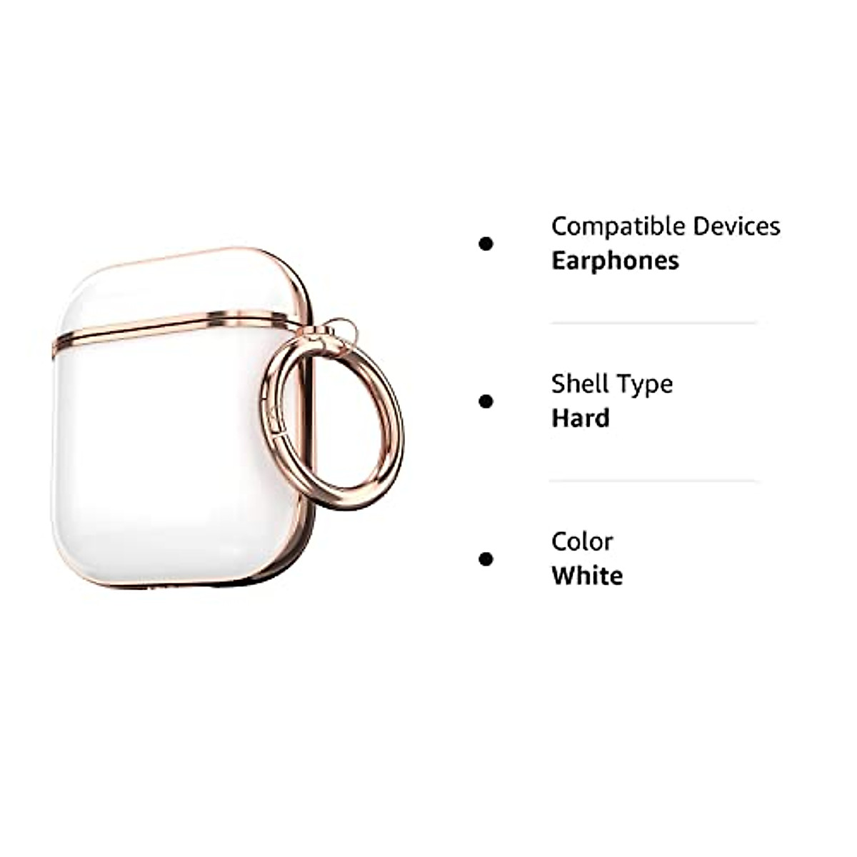 Maxjoy for AirPods Case Cover, Cute Hard Air Pod Case for Women Men Protective Shockproof iPod Cover with Keychain Compatible with Apple AirPods 2nd 1st Generation Charging Case 2&1, White