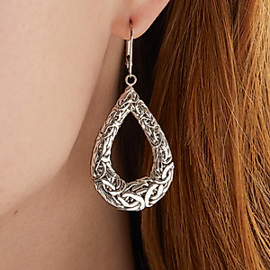 Ross-Simons Sterling Silver Byzantine Open Teardrop Earrings