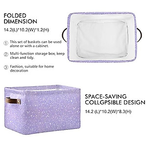 Purple Sequins Storage Basket Bins Foldable Decorative Storage Box Laundry Hamper Baskte Storage for Playroom Living Bed Room Office Clothes Nursery,2 pcs
