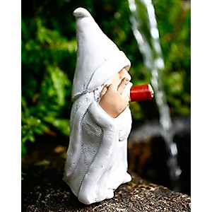 Estefanlo Garden Gnome Statue 5.9Inch Naughty Smoking Wizard Gnome Funny Lawn Resin Figurine Outdoor Statue for Lawn Yard Balcony Porch Patio Home Ornaments Garden Decoration