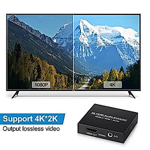 HDMI Audio Extractor 4K, avedio links HDMI to HDMI + 3.5MM Audio Output Converter Adapter Inserter, Support 1080P 3D Compatible with Fire Stick, Xbox, Laptop,Blu-Ray Player