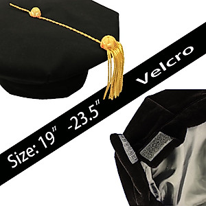 goprety Doctoral Graduation Tam with Bullion Tassel 8 Sided velour