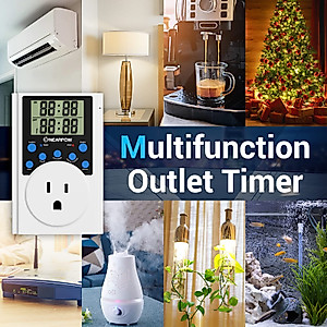 Timer Outlet, Nearpow Multifunctional Infinite Cycle Programmable Plug-in Digital Timer Switch with 3-Prong Outlet for Appliances, 15A/1800W