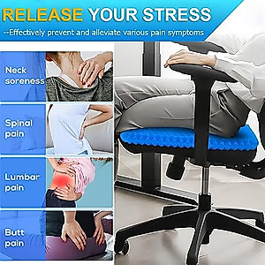 Gel Seat Cushion, Super Large Gel Cushion Chair Pads with Non-Slip Cover for Home Office Car Seat Wheelchair, Soft Breathable Honeycomb Seat Cushion for Relieve Hip Pain, As Seen On TV