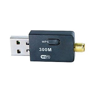 LKJYBG 300mbps 5dbi USB WiFi Adapter Mini Dongle External Wireless LAN Network Card Compatible for Win 7 8 10 Pc Computer Black
