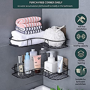 Lgowithyou Corner Shower Caddy Shelf Organizer, No Drilling Rustproof 2 Pack Stainless Steel Shower Basket Shelves Rack with Strong Adhesives for Bathroom Kitchen Dorm Bedroom