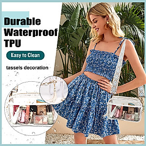 XSUIOY Clear Bag Stadium Approved with Guitar Strap,Clear Crossbody Backpack Transparent Casual Chest Daypack for Women & Girls,Perfect for Hiking Stadium or Concerts(white)