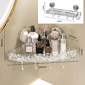 mcgotasy Fuxeti Suction Cup Shelf, Light Luxury Style Punch-Free Storage Rack, Raidley No Drill Clear Wall Caddy, Fuxeti Suction Cup Mount, Corner Shower Caddy Suction Cups (Rectangular-Grey)