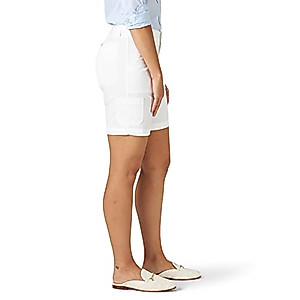 Lee Women's Flex-to-Go Mid-Rise Cargo Bermuda Short, White, 14 Petite