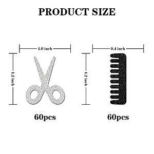 Barber Theme Confetti Silver Black Glitter, Haircut Salon Table Confetti, Makeup Paper Scatter, Hairstylist Haircut Salon Birthday Party Table Decorations Confetti, 120pcs