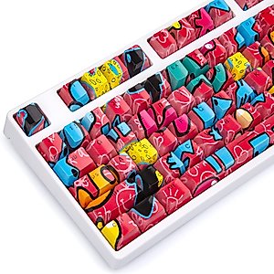 UniCusMech ABS Keycaps 104 Keys OEM Profile Gaming Keycap Set Backlight Frosted Thickened for Cherry MX Gateron Kailh Switch Mechanical Keyboard(Red)