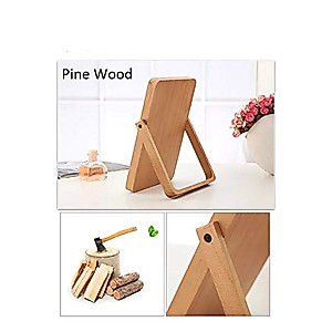 Buwico Rectangle Standing Vanity Makeup Mirror Cosmetic Mirror Table Mirror with Wood Frame and Stand Mirror for Hanging