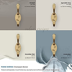 Amerock H55451CZ | Noble Double Prong Decorative Wall Hook | Champagne Bronze Hook for Coats, Hats, Backpacks, Bags | Hooks for Bathroom, Bedroom, Closet, Entryway, Laundry Room, Office