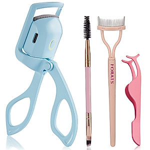 HUAKARAD Heated Eyelash Curlers, Electric Heated Eyelash Curler, USB Rechargeable Eye Lash Curler with Comb, 3 Heating Modes Quick Natural Curling Eye Lashes for Long Lasting