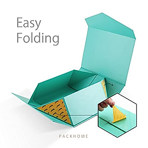 PACKHOME Gift Box 9x6.5x3.8 Inches, Bridesmaid Box, Rectangle Collapsible Box with Magnetic Lid for Gift Packaging (Matte Turquoise, Grain Texture)