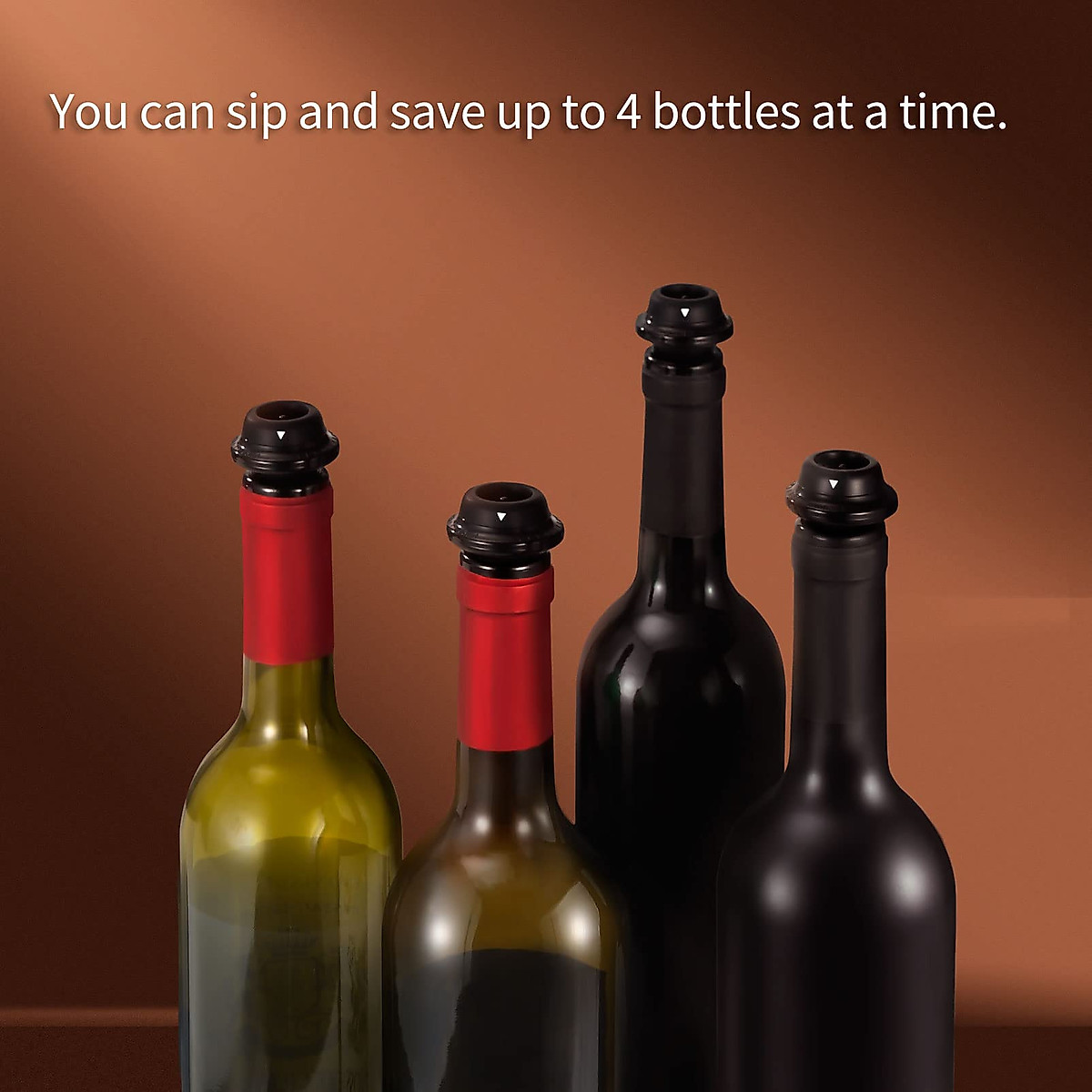 Wine Stoppers Vacuum SUPRIAM with Wine Pump, Stainless Steel Wine Saver Pump and 4 x Reusable Wine Stoppers for Wine Bottles