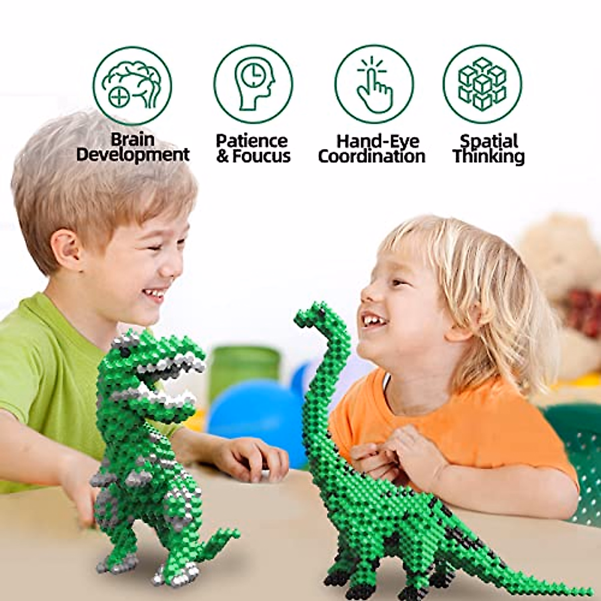 KADELE Fun Dinosaur Building Set 421PCS, Green T-Rex Creative Educational Toys Boys Girls 8+, Animal Figures Building Kit Model Jurassic Dino Blocks Toy Dispaly Gifts for Kids & Adults