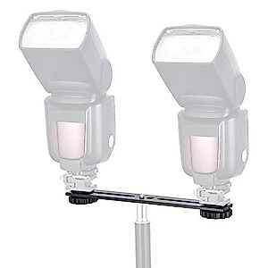 UTEBIT 8 inch Flash Bracket, Dual Camera Mount Flash Bracket Extension Bar with 1/4 Screw Hot Shoe, Straight Flash Bracket Tripod Mount for DSLR Camera LED Light Studio Video Microphone, 2Packs
