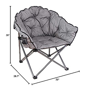 MacSports C932S-129 Padded Cushion Outdoor Folding Lounge Patio Club Chair, Gray