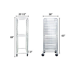 Excellante ALSPR020 20-Tier Pan Rack with 4 Casters (2 Locking, 2 Regular) 20 1/4" x 26" x 69 1/4", Kockdown, NSF, Comes in Set