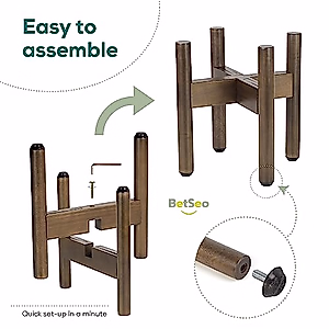 BETSEO Drink Dispenser Stand - Beverage Jar and Water Plastic Jug Holder - to plant flower pots - Adjustable up to10-inch Wide (Water Dispenser-Walnut)