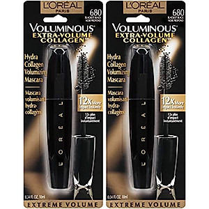 L'Oreal Paris Makeup Voluminous Extra Volume Collagen Plumping Mascara, Black, 0.34 Fl Oz, Pack of 2