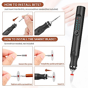 Engraving Pen with 37 Bits, USB Rechargeable Cordless Etching Engraving Tool, Portable DIY Rotary Engraver for Jewelry Wood Glass Stone Carving