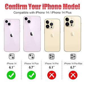 AGVEE 3+3 for iPhone 14 6.1" / 14 Plus 6.7" Camera Lens Protector, Bling Diamond & Bling Glitter Metal Ring 9H Tempered HD Glass Camera Protector Cover Film, Bling-Purple