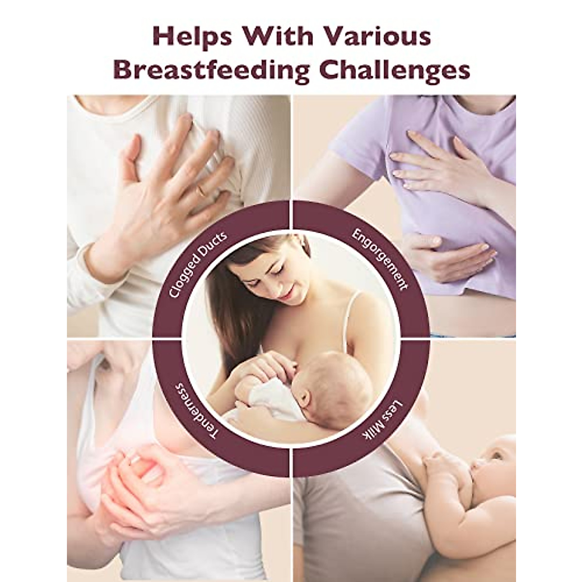 Momcozy Kneading Lactation Massager with Heat, 3-in-1 Real-Like Massage for Relieve Clogged Ducts, Breast Massager Warming for Breastfeeding, Improve Milk Flow, Dusty Rose