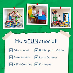 Funphix Kid's Playground Slide Set - Montessori Jungle Gym - STEM Buildable Climbing Toys for Toddlers 2-12 - Indoor & Outdoor Playhouse, 296 Pieces Deluxe Set