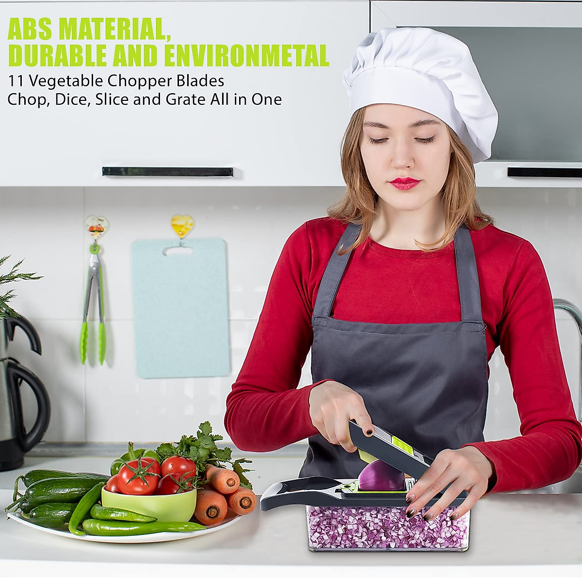 vegetable chopper, 12 in 1 Hand Held Multifunctional vegetable cutter, fruits slicer and egg white separator