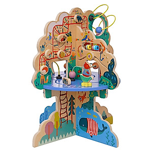 Manhattan Toy Playground Adventure Wooden Toddler Activity Center with Gliders, Abacus Track, Spinners, Spring Toys and Bead Runs