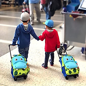 yodo Zoo 3-Way Kids Suitcase Luggage or Toddler Rolling Backpack with wheels,Small Dinosaur