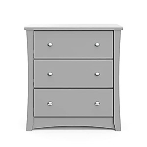 Storkcraft Crescent 3 Drawer Chest (Pebble Gray) – Baby and Kids Bedroom Organizer, Nursery Chest, Storage Dresser with Drawers, Universal Design
